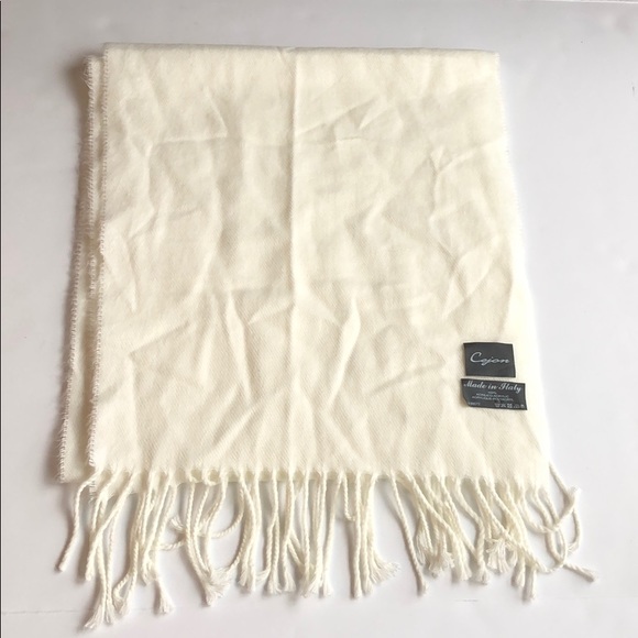 Cejon | Accessories | Cejon Ivory Fringed Scarf Made In Italy | Poshmark